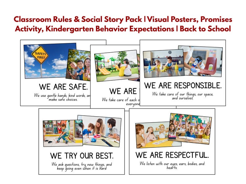 Classroom Rules & Social Story Pack | Visual Posters, Promises Activity ...