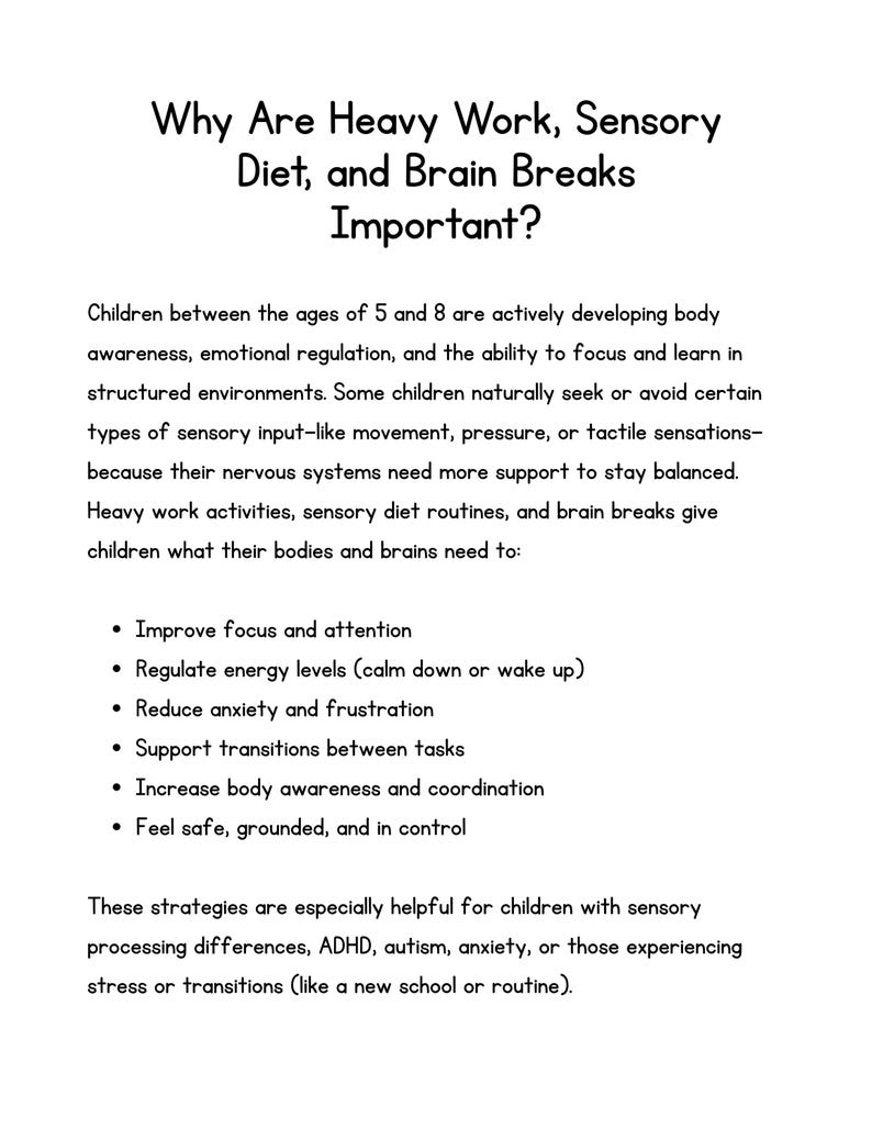 Sensory Support Toolkit for Kids | Social Story + Brain Breaks + Heavy ...