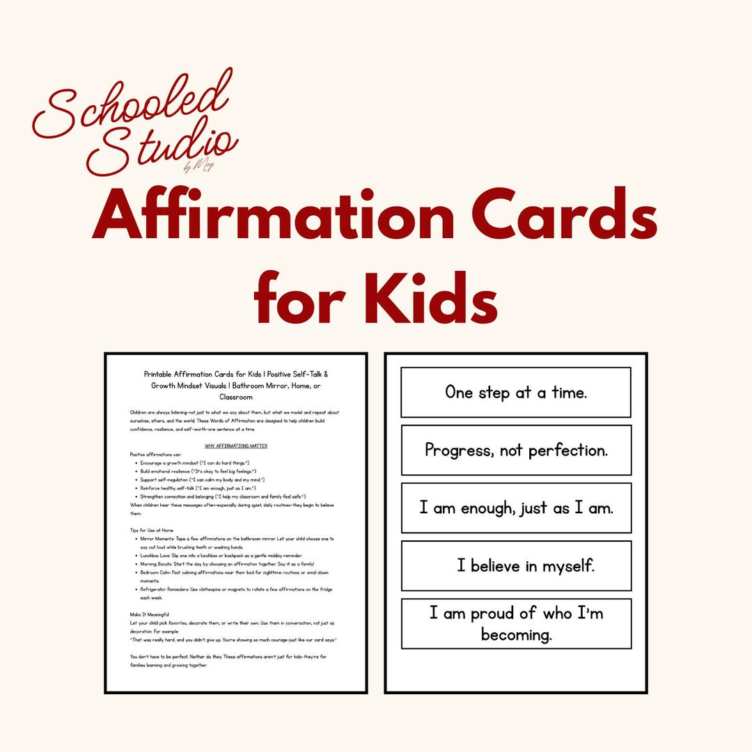 Printable Affirmation Cards for Kids | Positive Self-talk & Growth ...