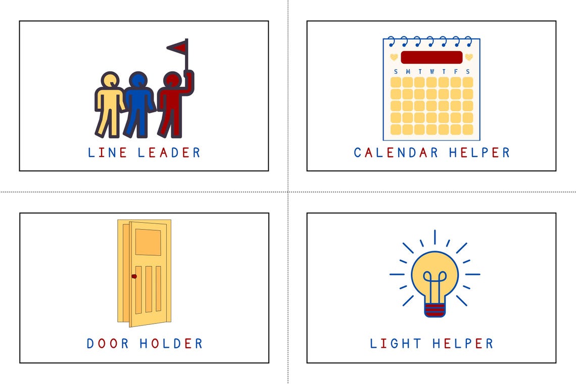 Printable Classroom Job Chart for Kindergarten | Visual Job Cards ...
