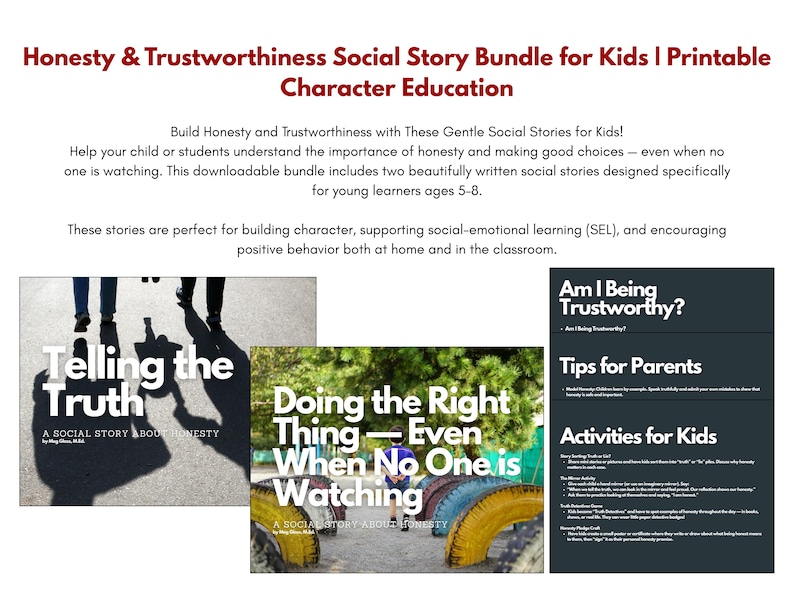 Honesty & Trustworthiness Social Story Bundle for Kids | Printable ...