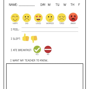 Printable Morning Check-in Worksheets for Kids | Visual SEL Daily ...