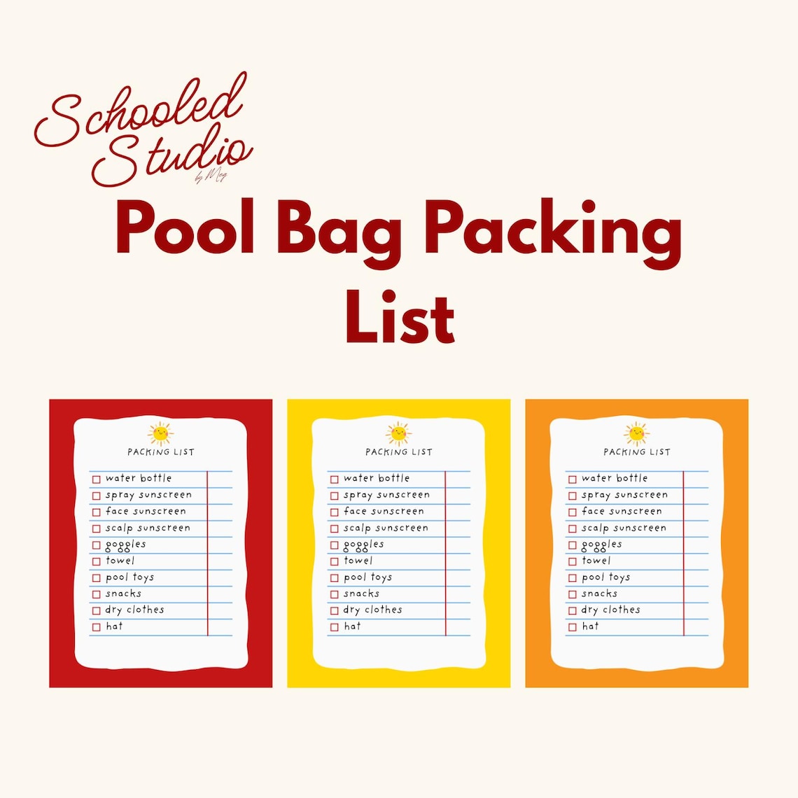Printable Pool Bag Packing List for Kids | Summer Swim Checklist | Pool ...