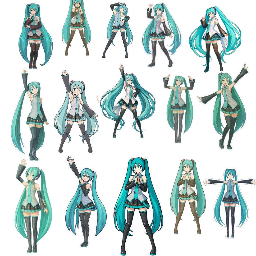 Hatsune Miku Chibi Stickers: Magical Mirai Anime PNG Clipart (60 Piece ...