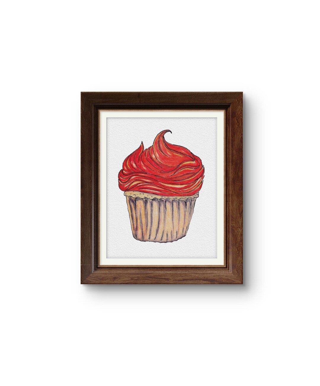 Frosted Cupcake Art Print,cute Dessert Kitchen Wall Decor,bakery ...