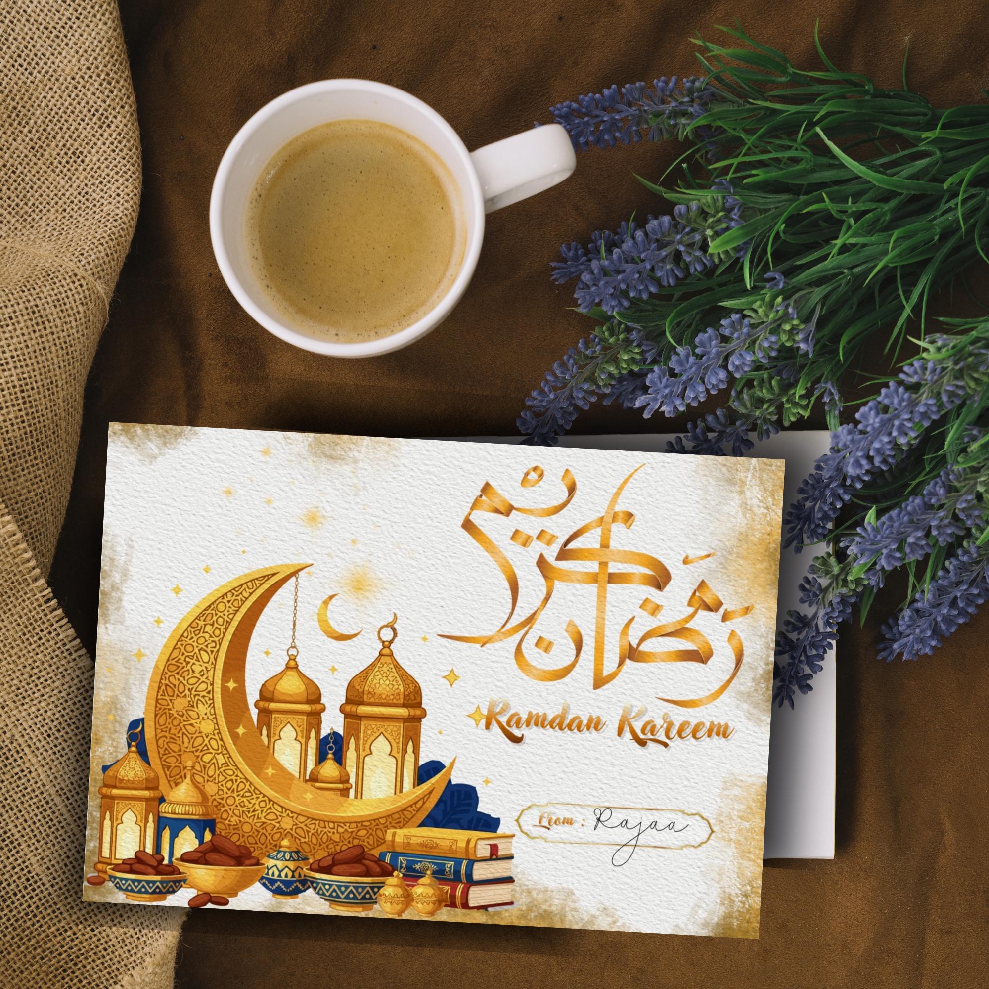 Ramadan Kareem Wishes-digital Front & Back Card (5x7)-ramzan Card ...