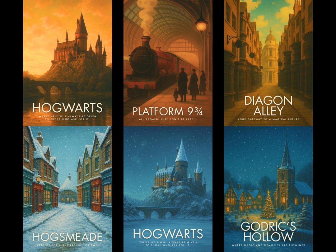Fantasy Travel Poster Set – Digital Download | Vintage-style Prints ...