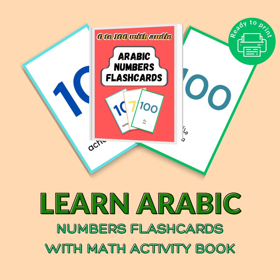 Learn Arabic, Numbers Flashcards, Math Activity Book and Coloring ...