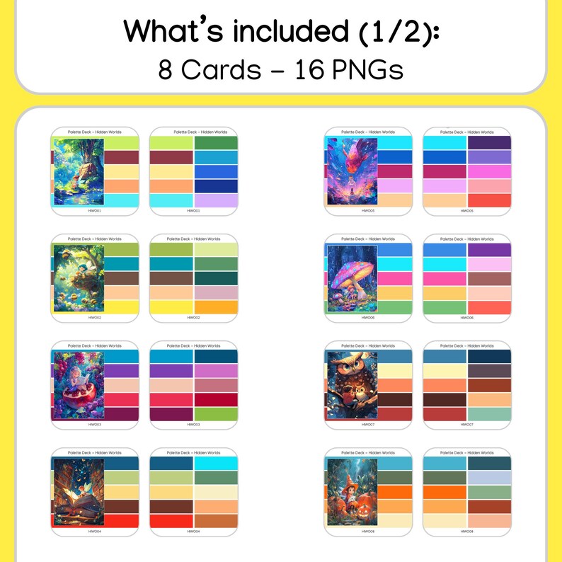 8 Color Palette Cards - Hidden Worlds Palette Deck | Digital Download ...