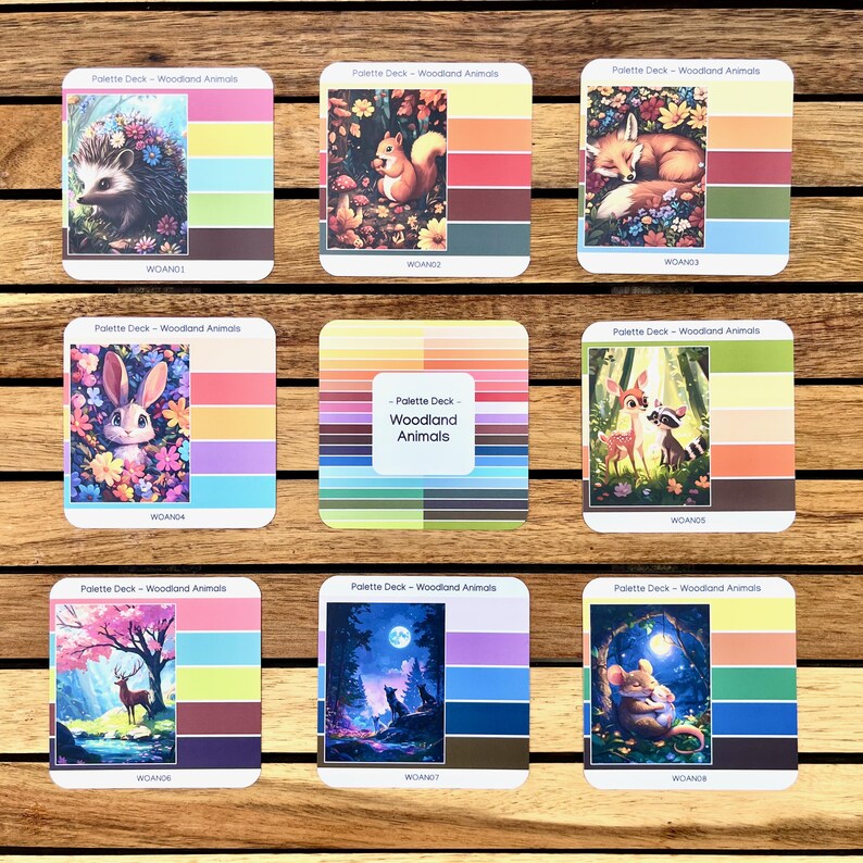 Woodland Animals Color Palette Cards: Creative Inspiration Deck - Etsy