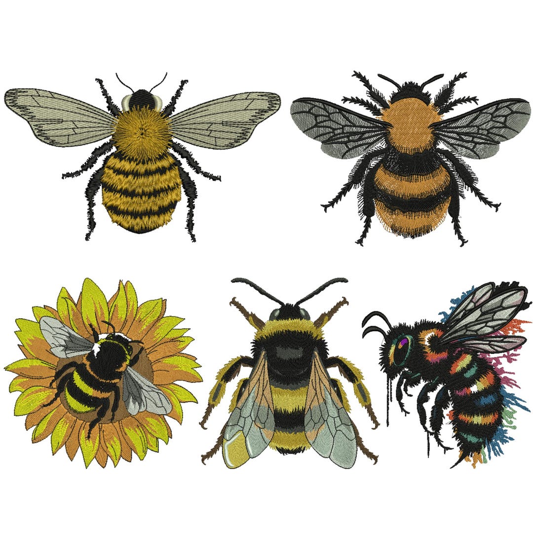 Bee Embroidery Design, Bumble Bee Embroidery, Queen Bee Embroidery ...