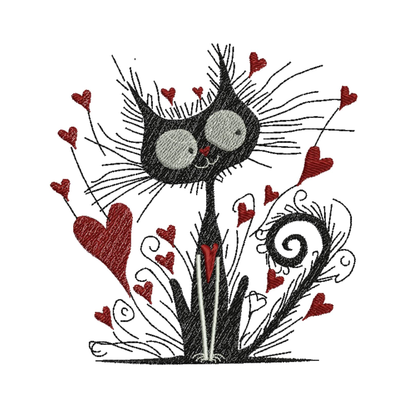 Crazy Cat Embroidery Design | Funny Cat Stitch File | Love Cat Machine ...