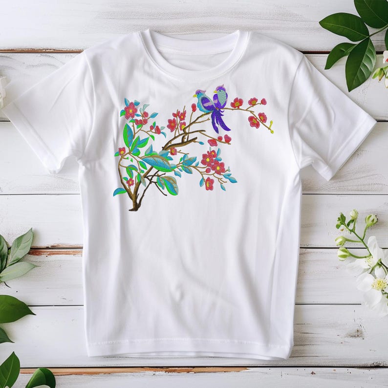 Floral Bird Embroidery Design, Exotic Birds Embroidery, Song Birds ...