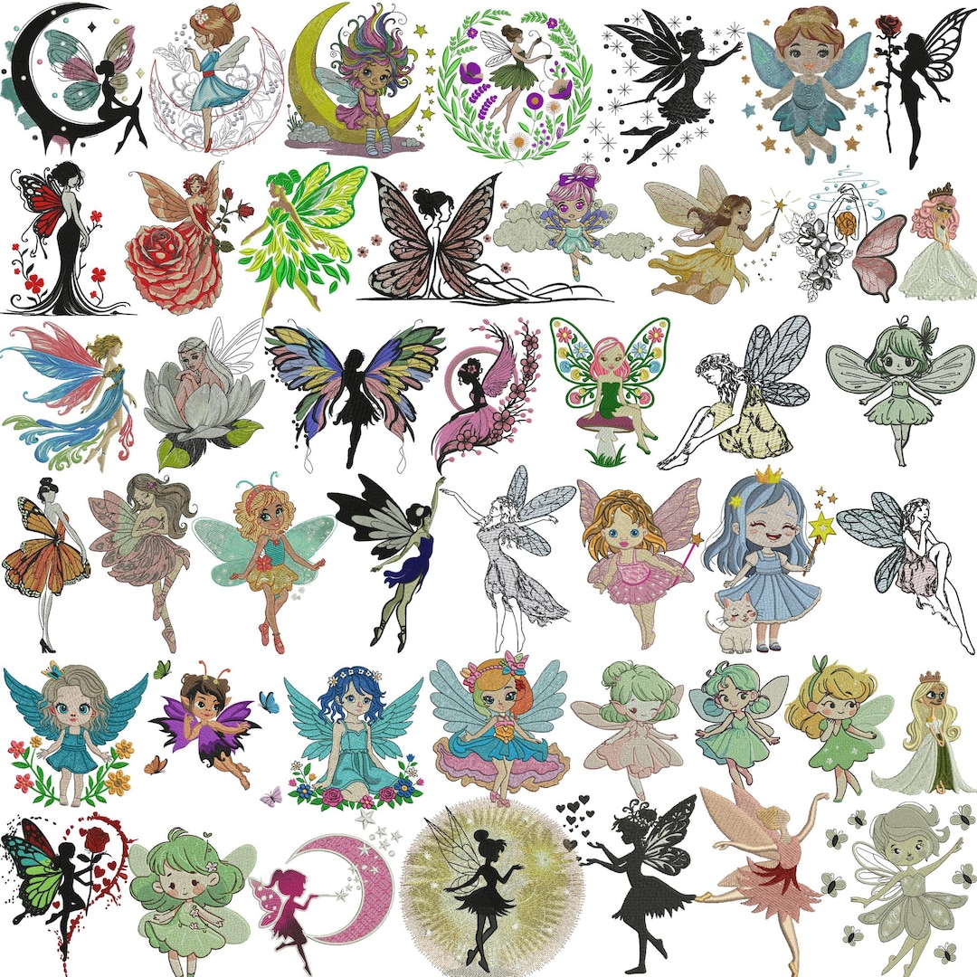 Fairy Embroidery Design, Floral Fairy Embroidery, Cute Fairy Embroidery ...