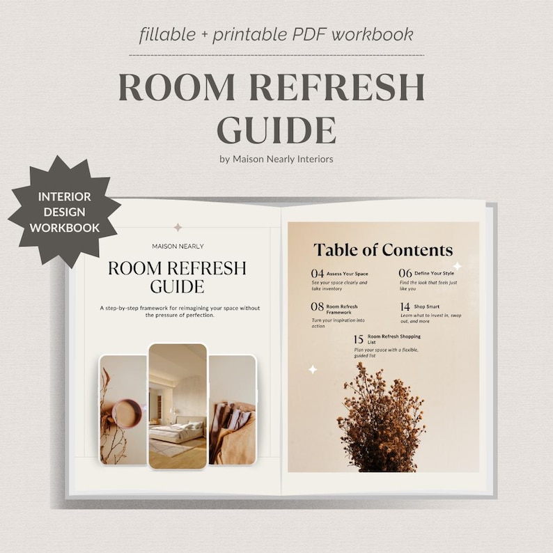 Room Refresh Guide (fillable PDF) – Interior Design Workbook for Modern, Minimalist Homes - Etsy