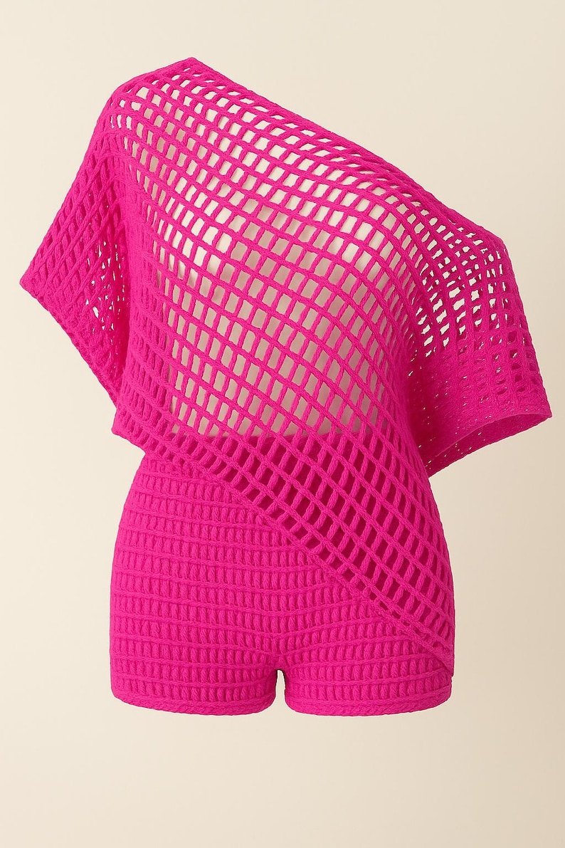 Handmade Crochet Mesh Set – Fishnet Two Piece Outfit, Boho Festival ...