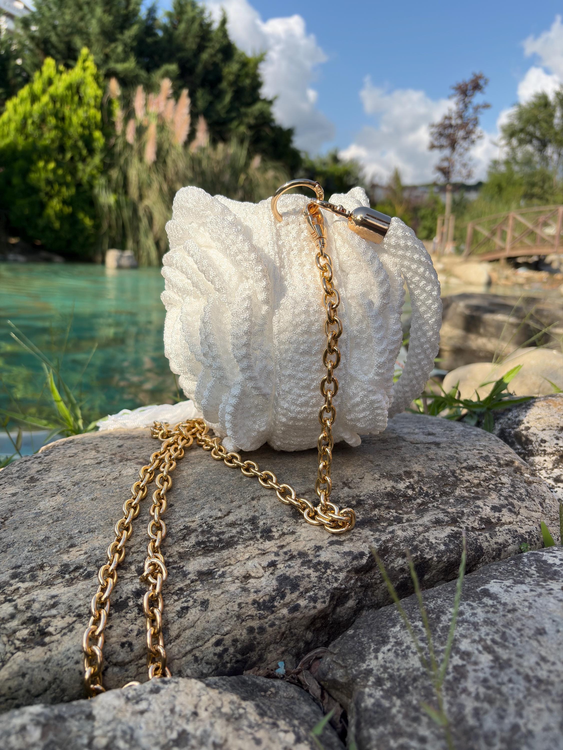 Handmade White Rose Crochet Bag – Elegant Floral Shoulder & Handbag ...