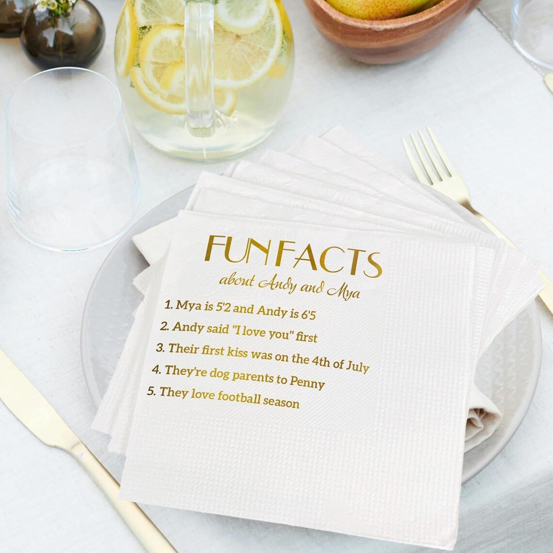 Personalized Fun Facts Napkins: Wedding, Engagement, Rehearsal Dinner ...