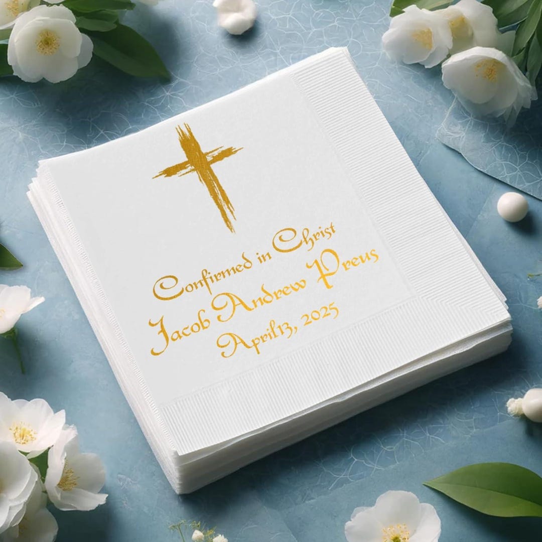Personalized Cross Napkins, Custom Monogram, Christening Communion - Etsy