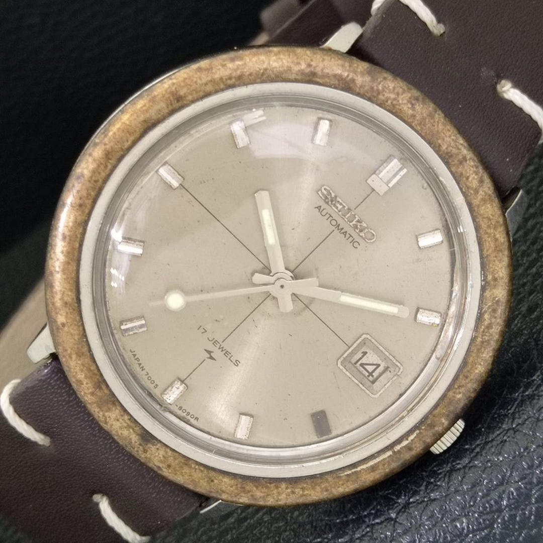 Vintage Seiko Automatic 7005A Japan Mens Original Dial Watch A500779-1 ...