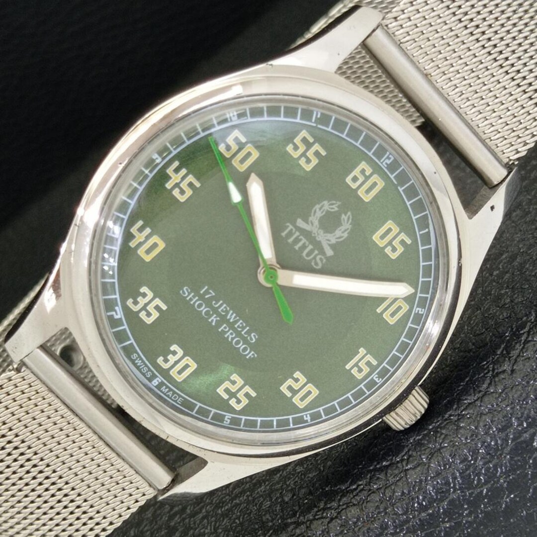 Swiss Vintage Titus Hand-winding Mens Refurbished Green Dial Watch ...
