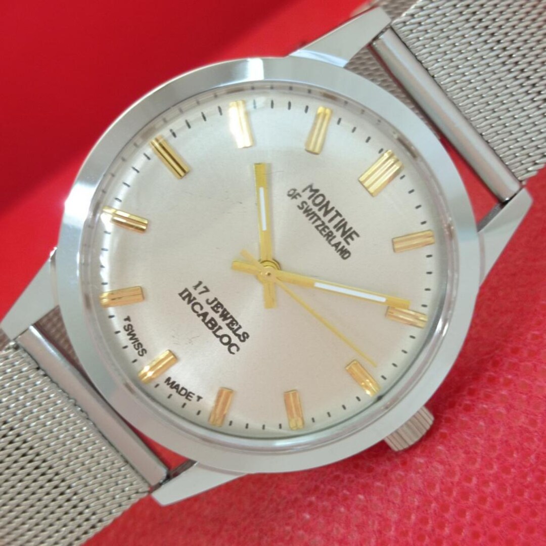 Vintage Montine Hand-winding Swiss Mens Refurbished Silver Color Dial ...