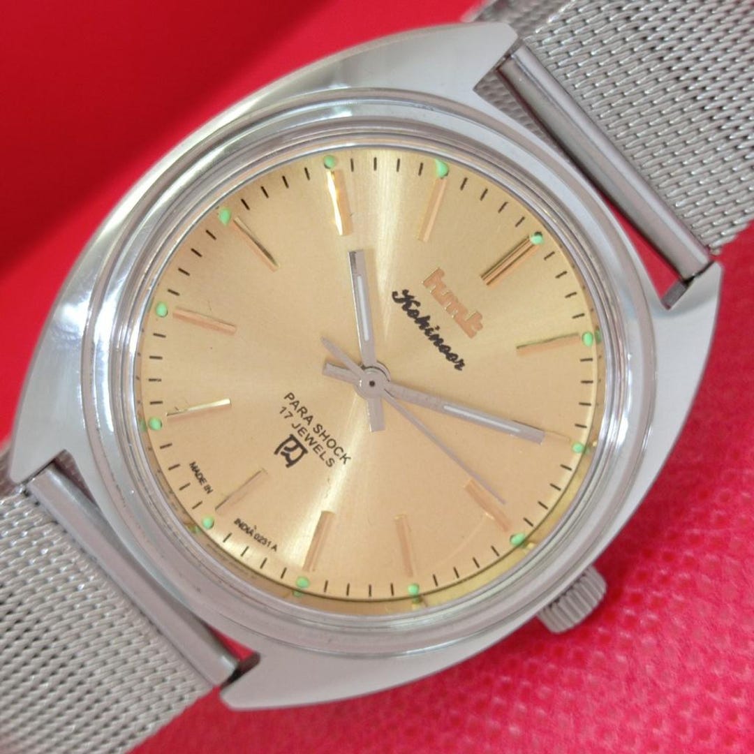 Vintage Hmt Kohinoor Hand-winding Indian Mens Golden Color Dial Wrist ...