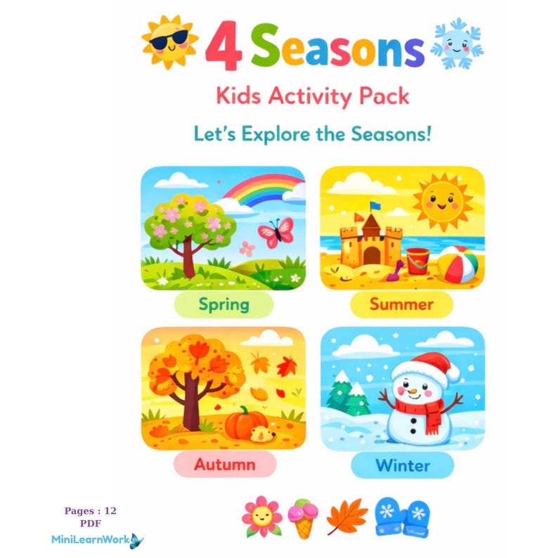 4 Seasons Learning Activity Pack – Cut & Match Weather Chart (printable ...