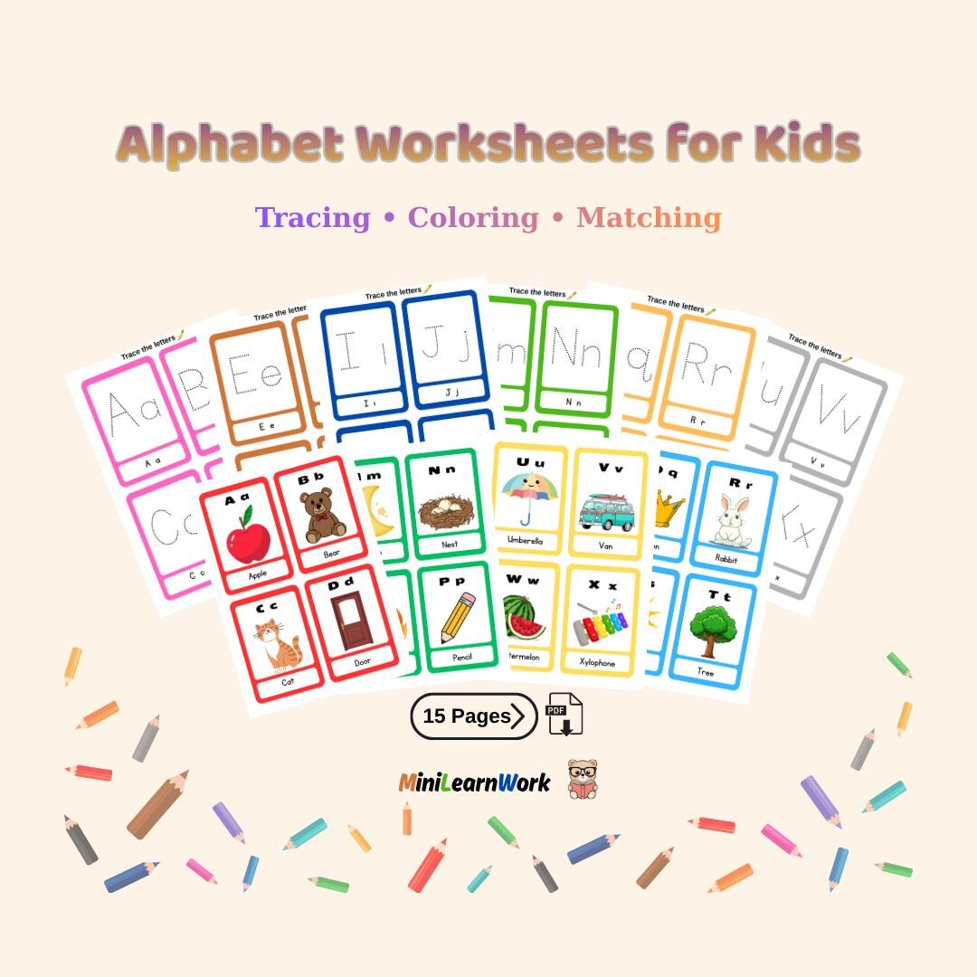 Alphabet Learning Pack | Tracing, Coloring & Matching Worksheets for ...