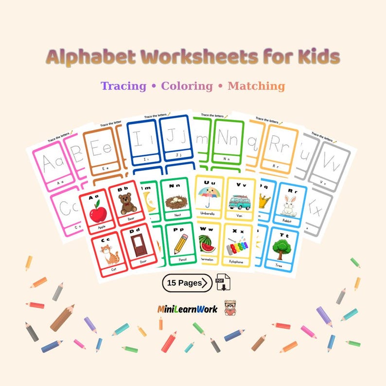 Alphabet Learning Pack | Tracing, Coloring & Matching Worksheets for ...
