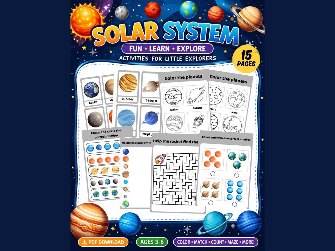 Solar System Activities for Kids | Preschool Space Learning Pack (PDF ...
