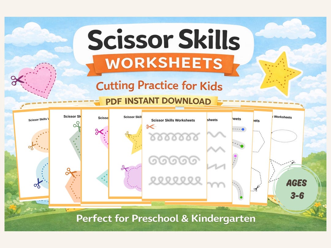Scissor Skills Worksheets | Preschool Cutting Practice, Lines, Shapes ...