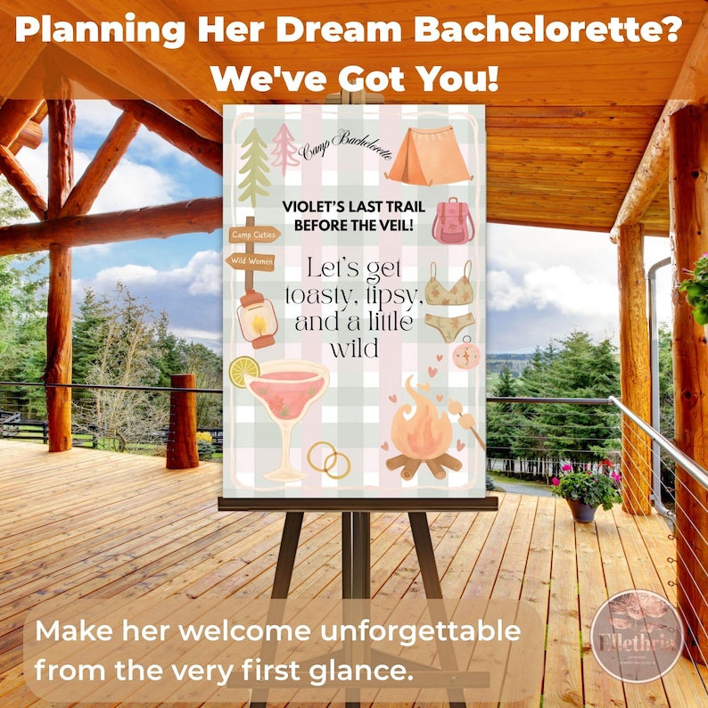 Editable Camp Bachelorette Sign: Funny 24x36 Canva Welcome Template ...