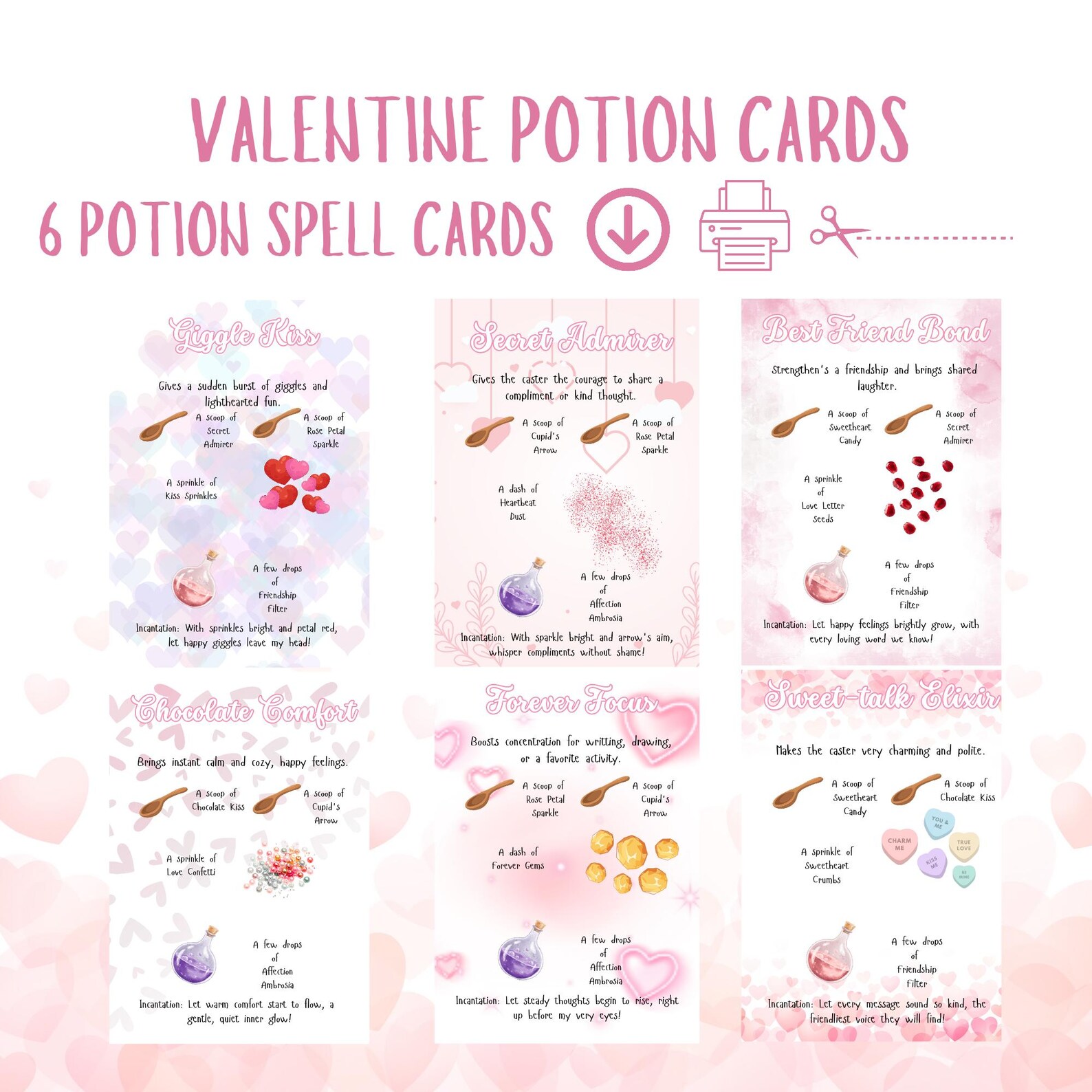 Valentine's Potion Cards | Mpotion Play Printable | Digital Download ...