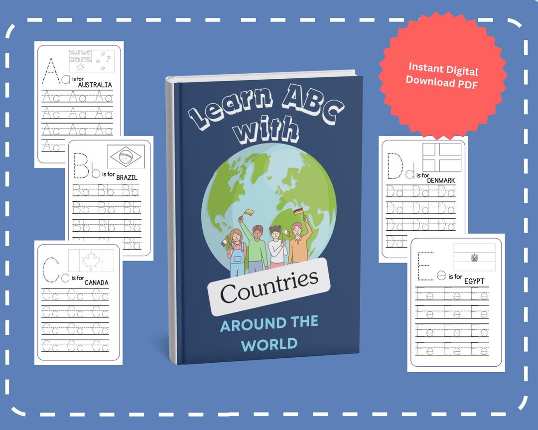 Country ABC Tracing, Coloring Worksheets | Learn Alphabet With Flags ...