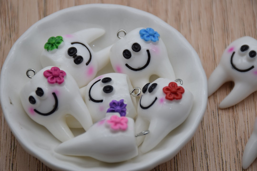 10 Teeth With Eyehook,false Tooth Slime Cabochons,kawaii Charms ...