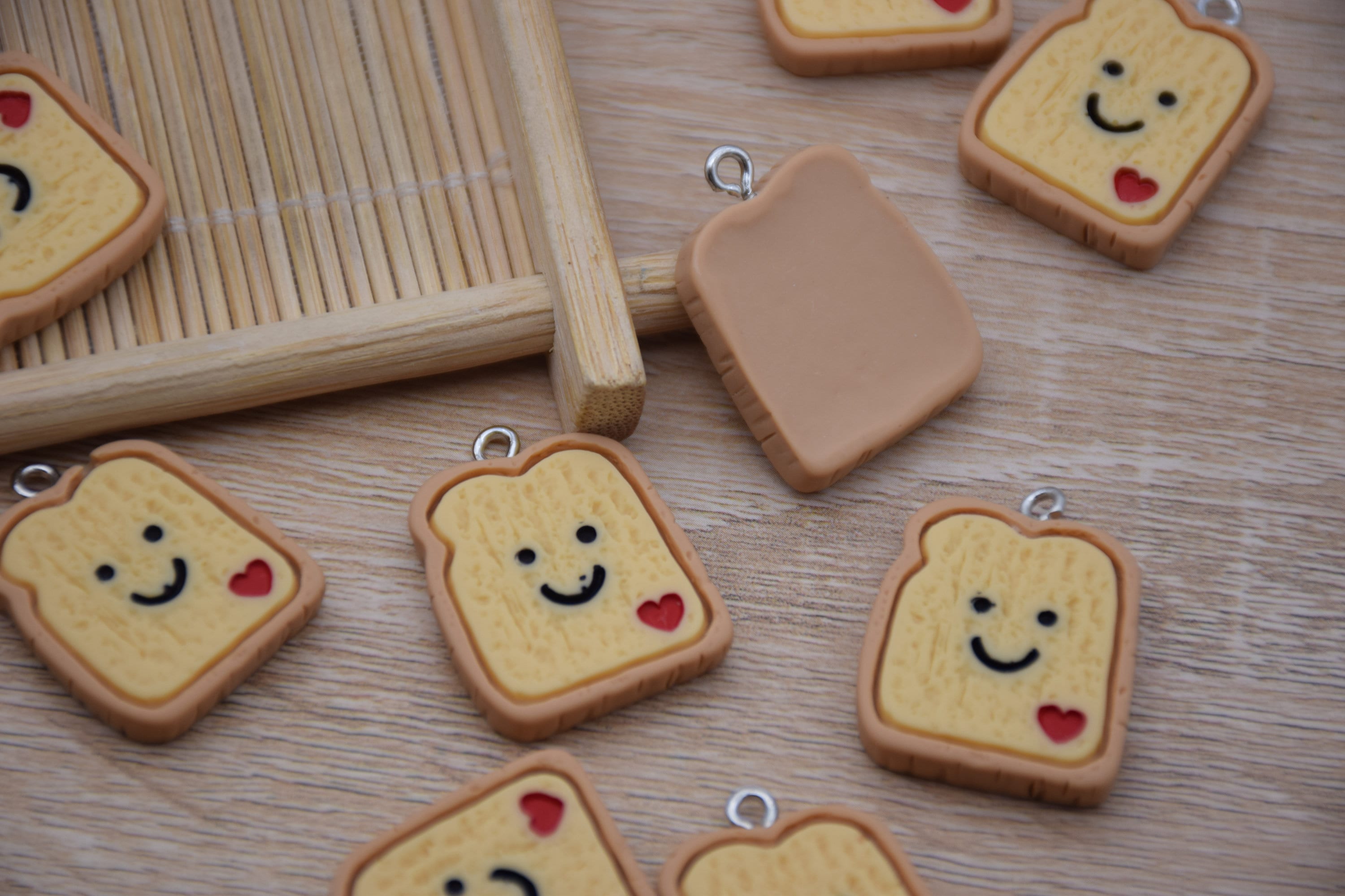 10 Resin Adorable Toast Slice Bread Charms Earring Necklace Bracelet ...