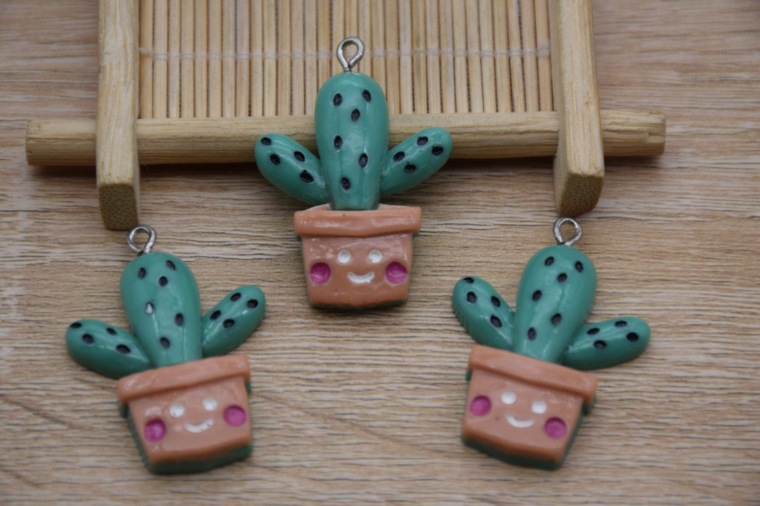 10 Resin Adorable Cactus Cacti Charms Earring Necklace Bracelet Bead ...