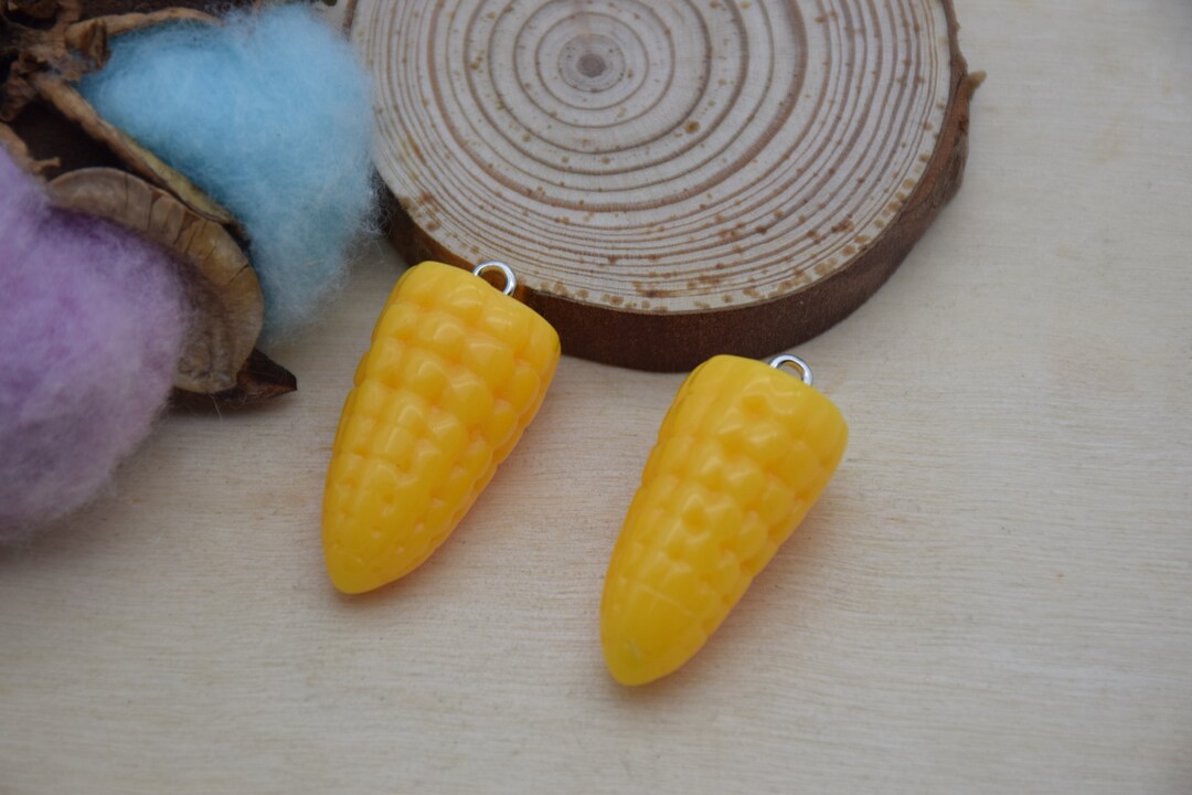 10 Resin Adorable Corn Maize Charms Earring Necklace Bracelet Bead ...