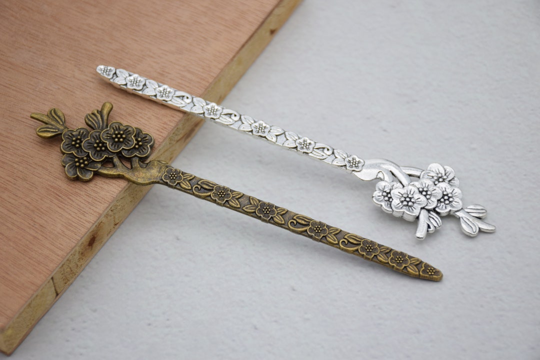 2 Metal Hair Sticks,flower Hair Sticks,floral Hair Pins,tree Hair Stick ...
