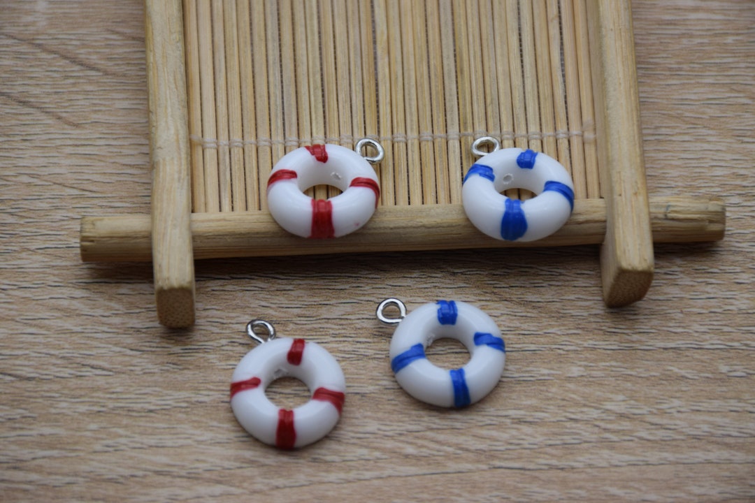 12 Life Buoy With Eyehook,kawaii Charms Pendants Ornaments,plastic ...