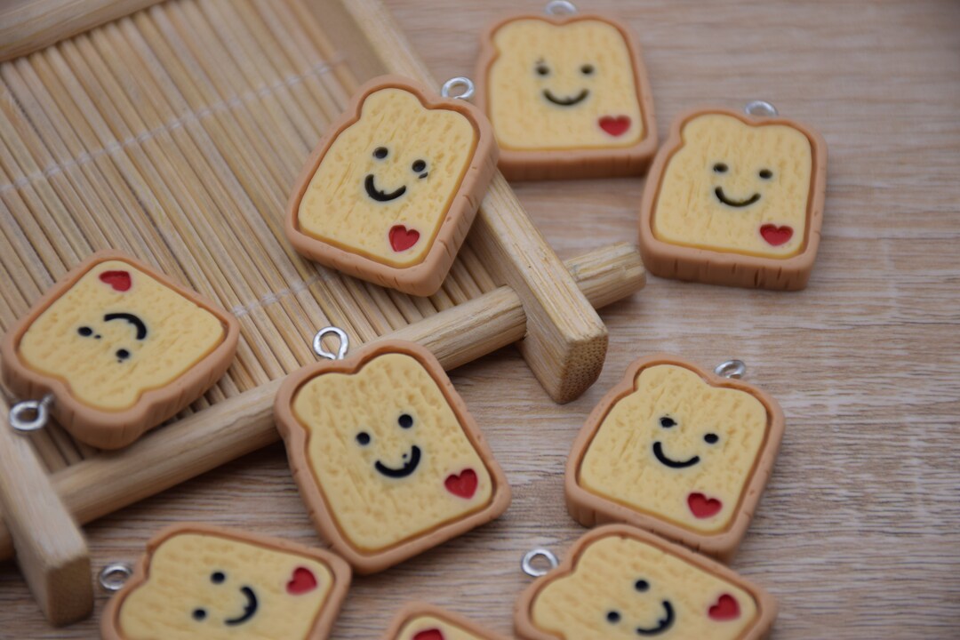 10 Resin Adorable Toast Slice Bread Charms Earring Necklace Bracelet ...