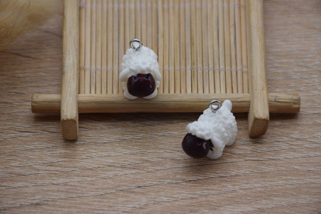 12 Resin Adorable Sheep Animal Charms Earring Necklace Bracelet Bead ...