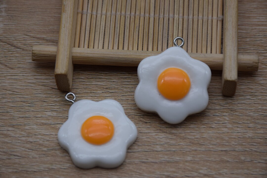 10 Resin Adorable Fried Egg Food Charms Earring Necklace Bracelet Bead ...