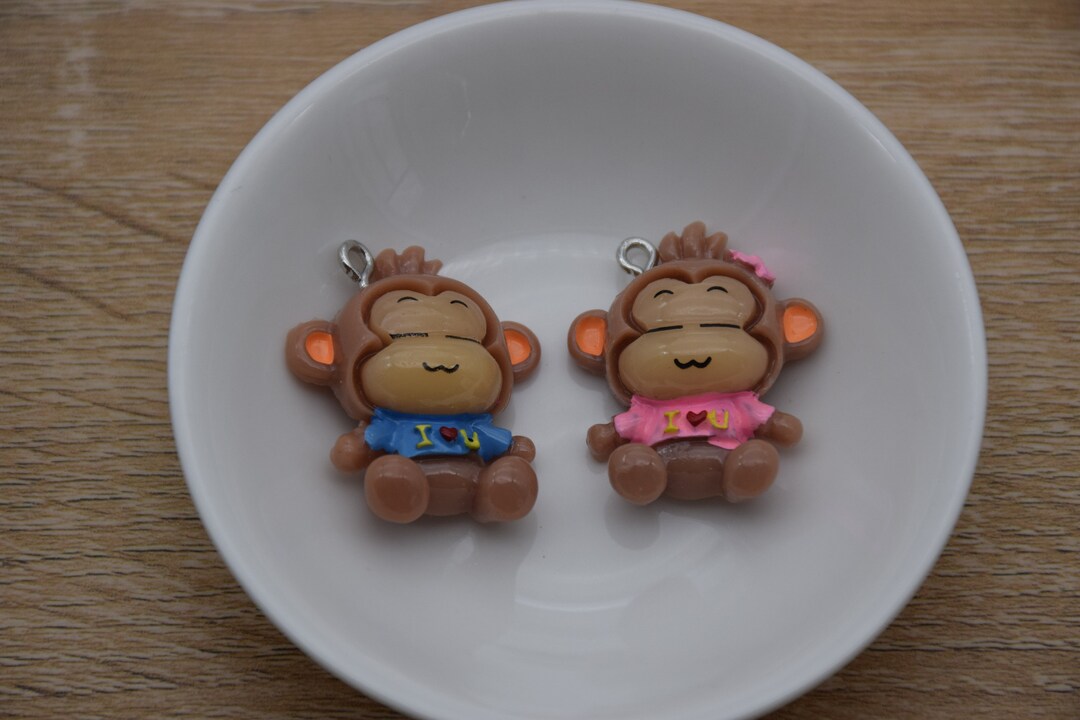 10 Resin Adorable Monkey Animal Charms Earring Necklace Bracelet Bead ...