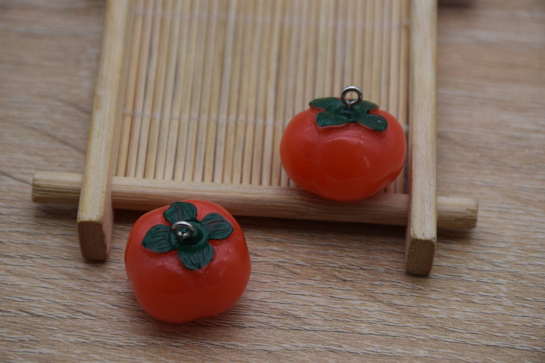 10 Resin Adorable Persimmon Fruit Charms Earring Necklace Bracelet Bead ...