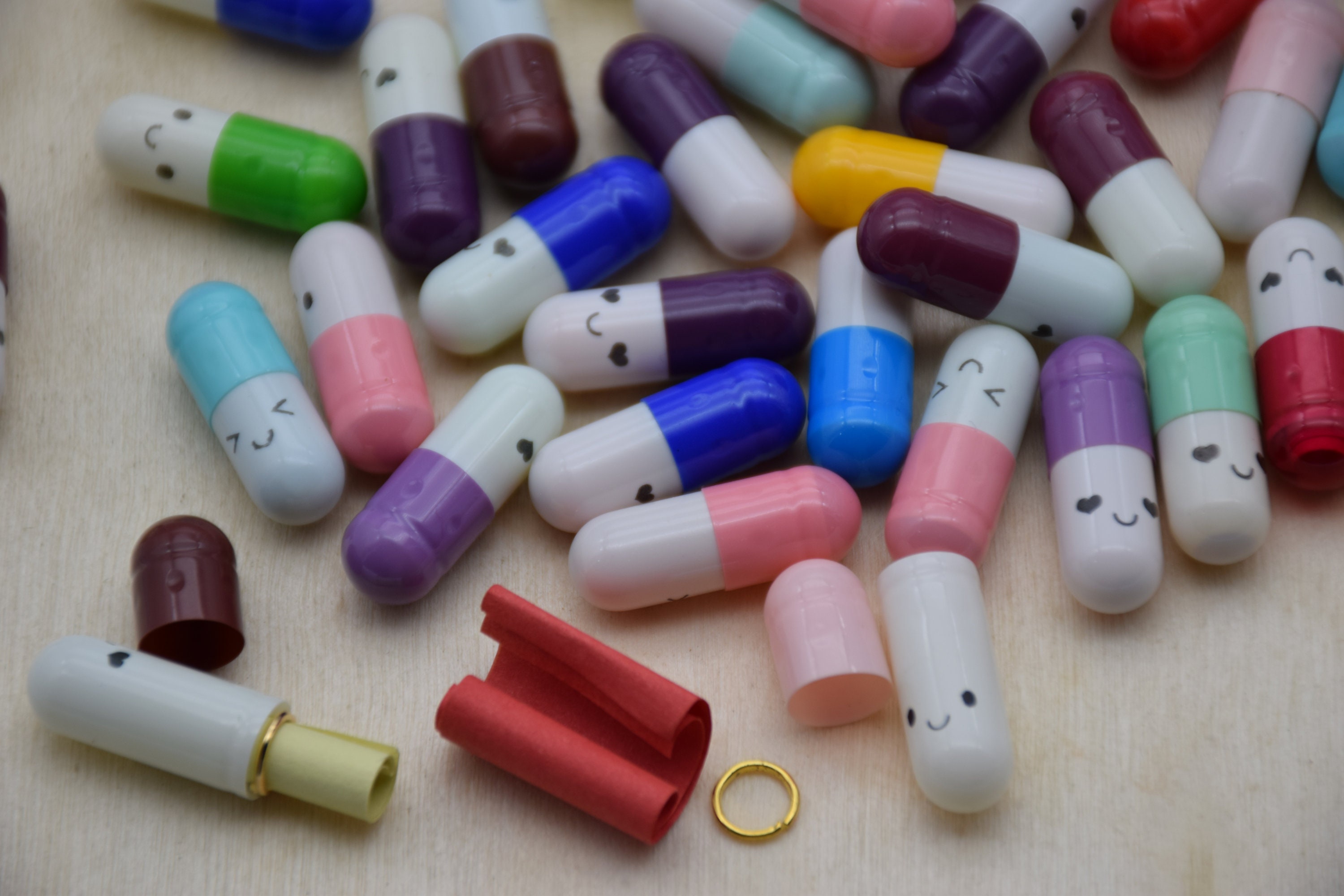 100 Kawaii Pill Capsule,wish Faux Pill,cute Blank Secrect Message Note ...