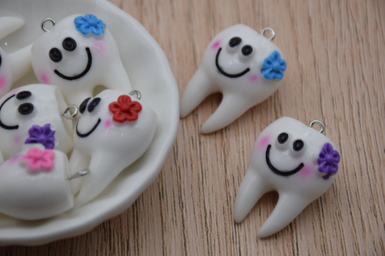 10 Teeth With Eyehookfalse Tooth Slime Cabochonskawaii | Etsy