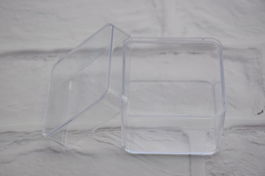 2pcs Square Clear Plastic Box,transparent Box,container Box,lid Box ...
