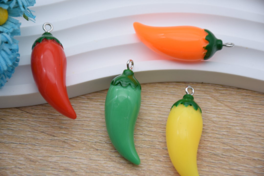 10 Resin Adorable Chili Pepper Charms Earring Necklace Bracelet Bead ...
